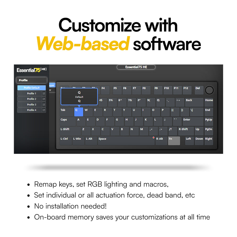 ESSENTIAL75 HE 75% Rapid Trigger Hall Effect Mechanical Keyboard ...
