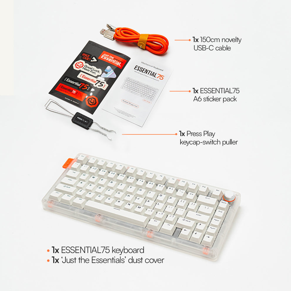 Press Play ESSENTIAL75[W] 75% Wireless RGB VIA Compatible Mechanical ...